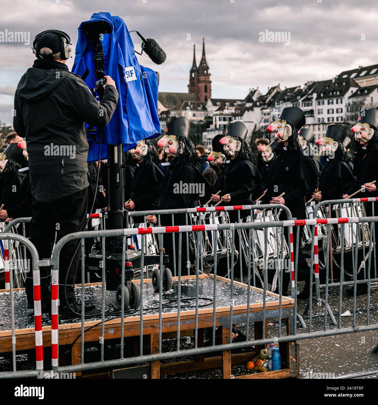 Basler Fasnacht parade (Cortege) with groups in full costume Stock ...