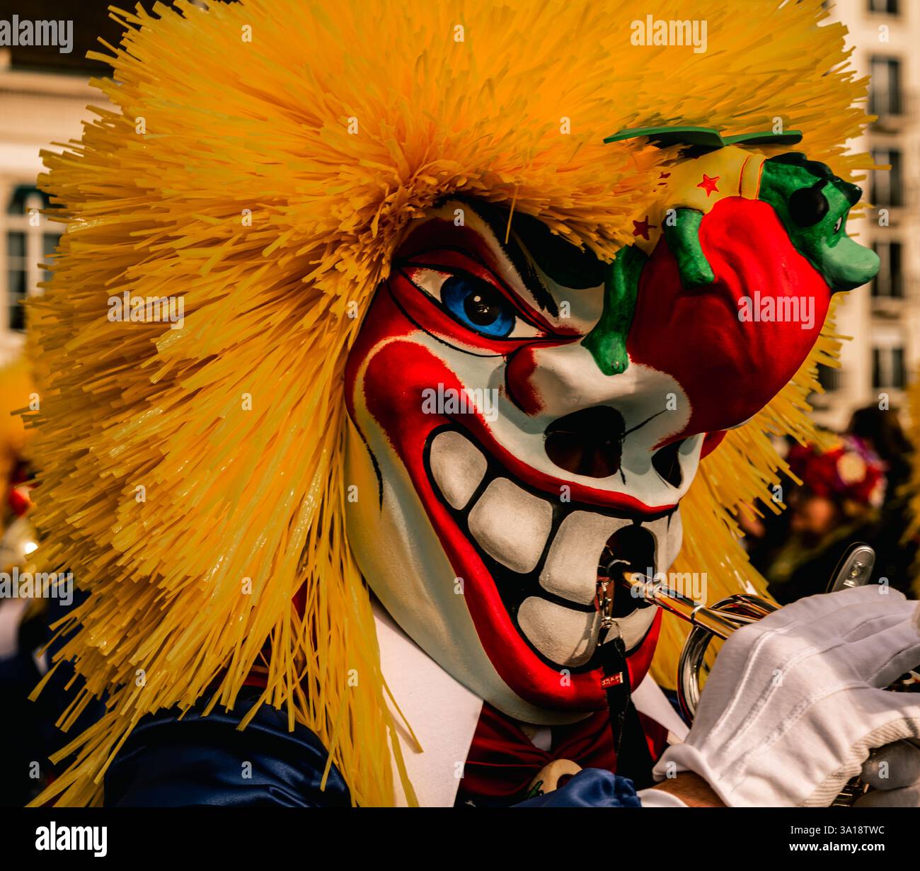 Basler Fasnacht parade (Cortege) with groups in full costume Stock ...