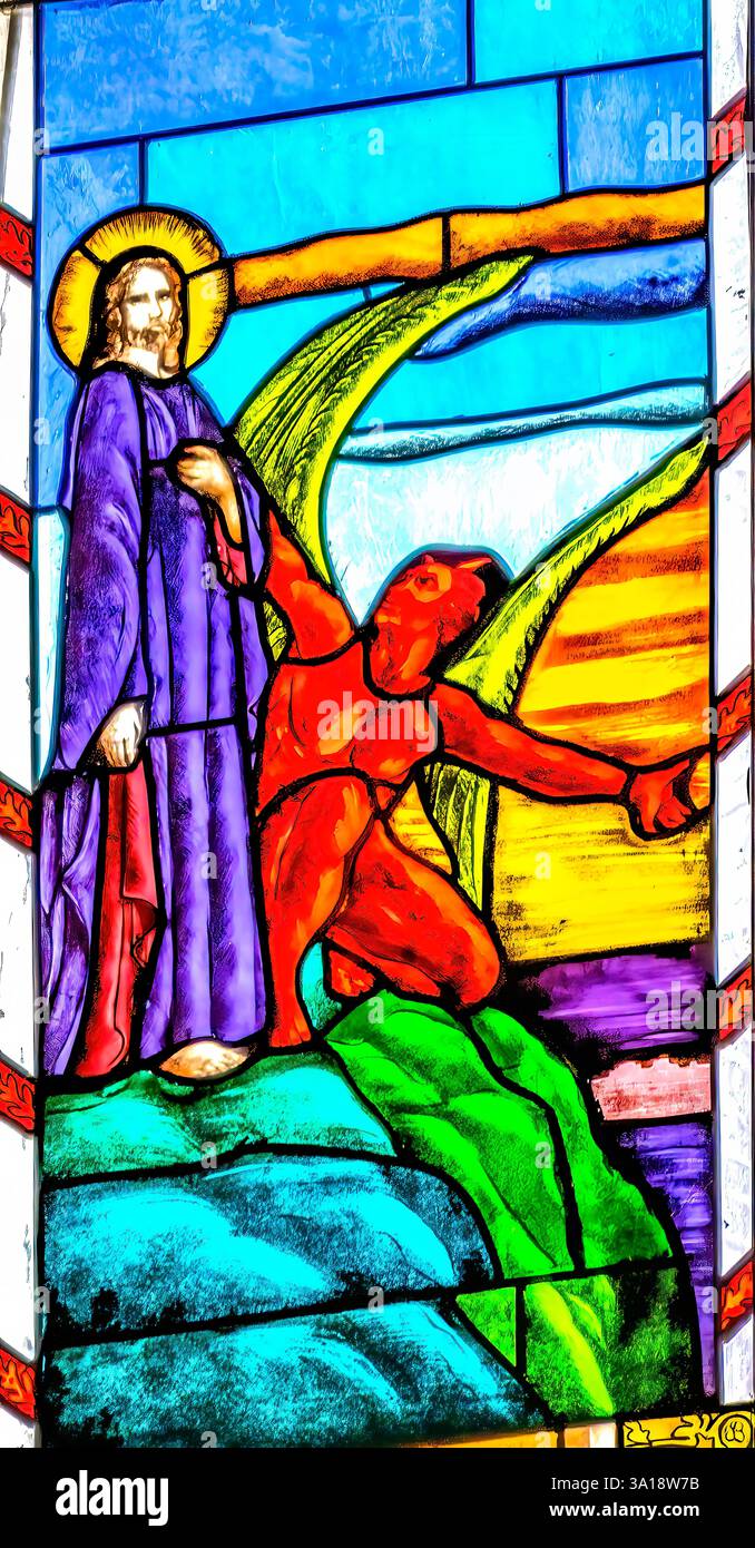 Colorful Devil Offering Jesus World Stained Glass Basilica St Joseph ...