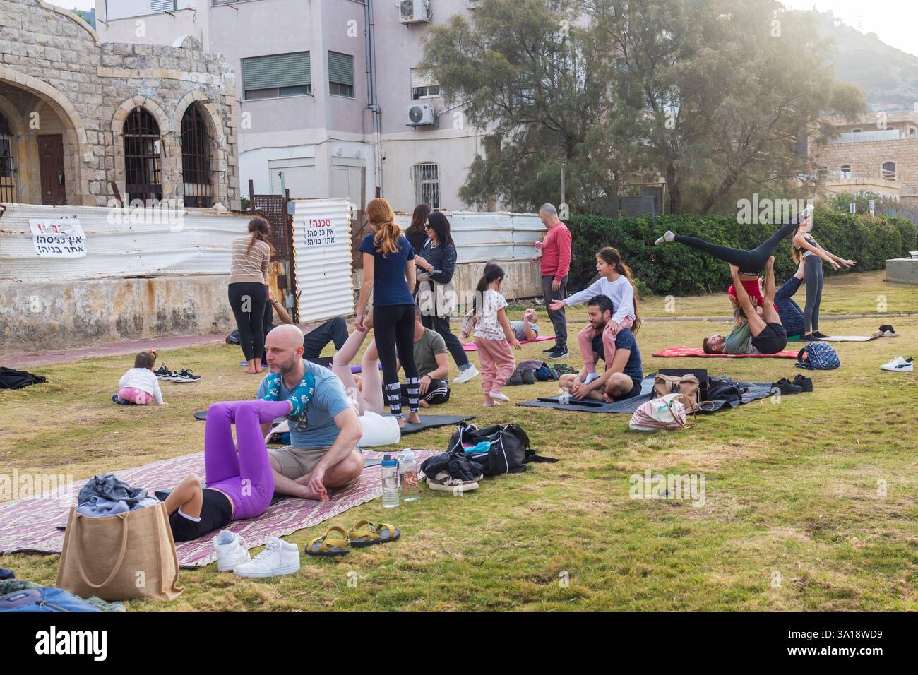 Haifa, Israel – November 26, 2025, People at Bat Galim Beach practicing ...