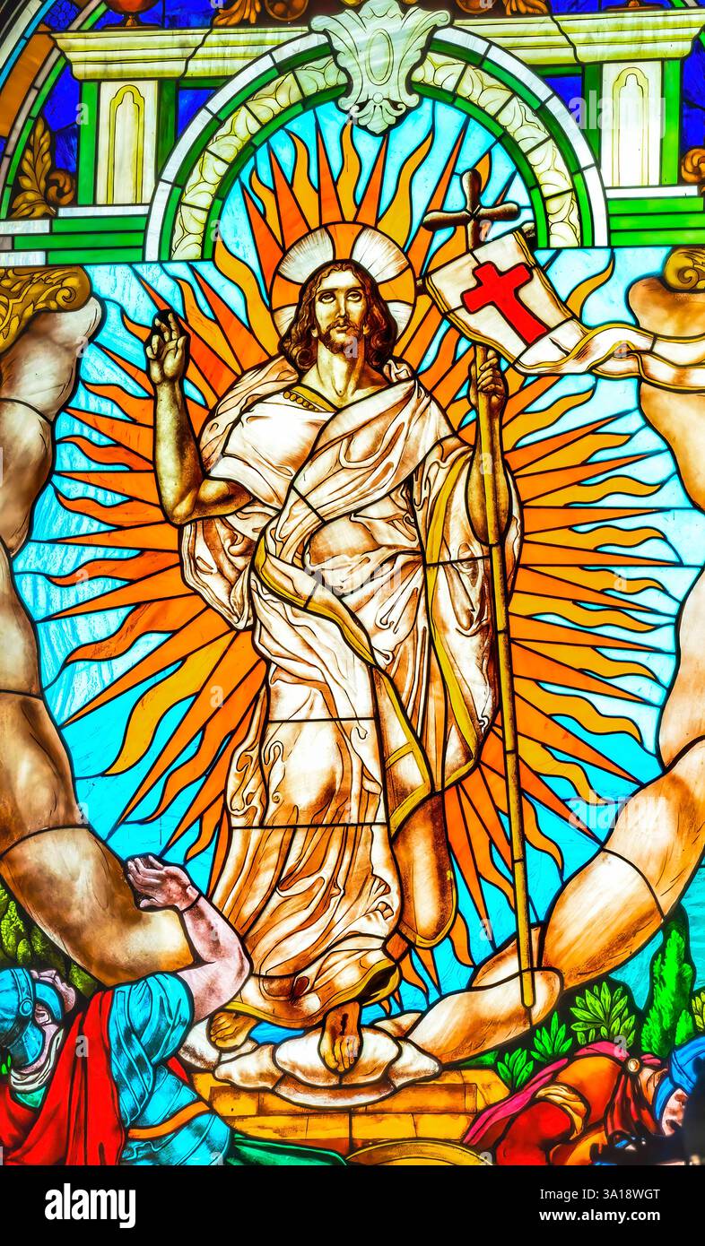 Colorful Risen Jesus Christ Resurrection Roman Soldiers Stained Glass ...