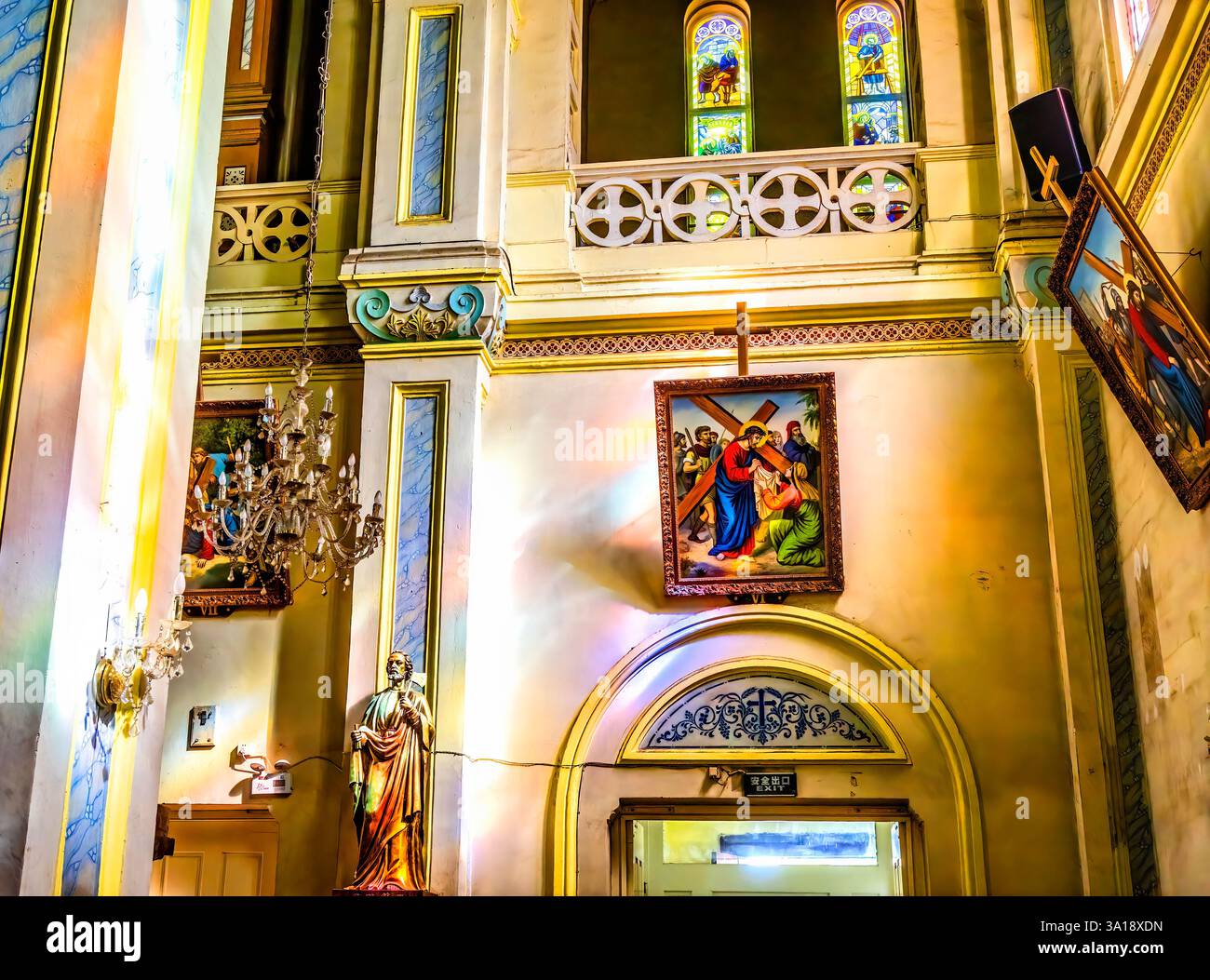 Colorful Stained Glass Reflection Stages of the Cross Basilica St ...