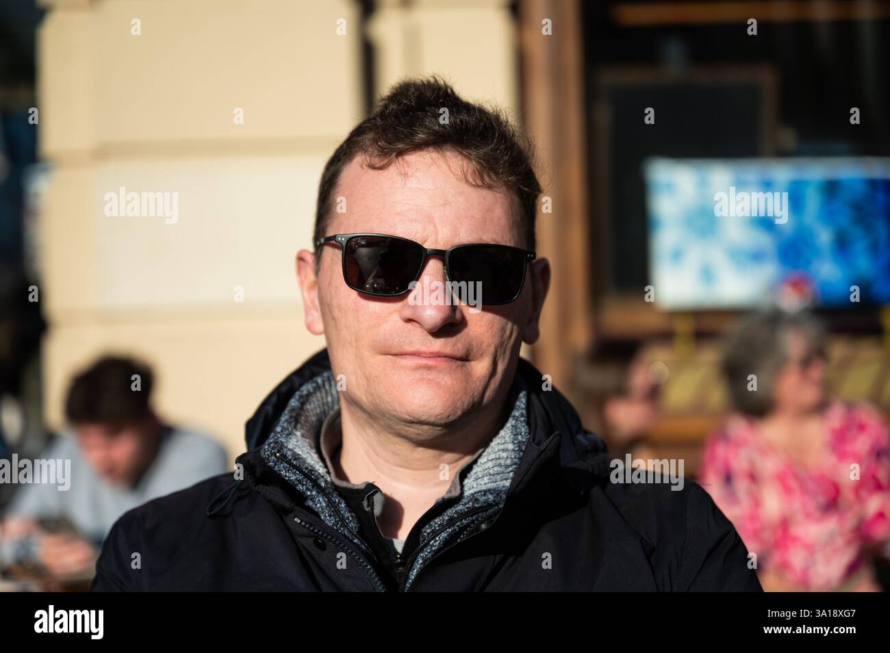 City portrait of a 46 yo white malen, Brussels old town, Belgium. March ...