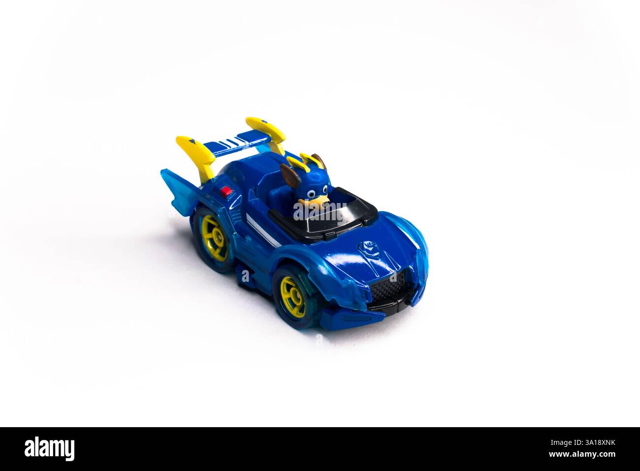 Paw Patrol chase vehicle isolated on white background Stock Photo - Alamy
