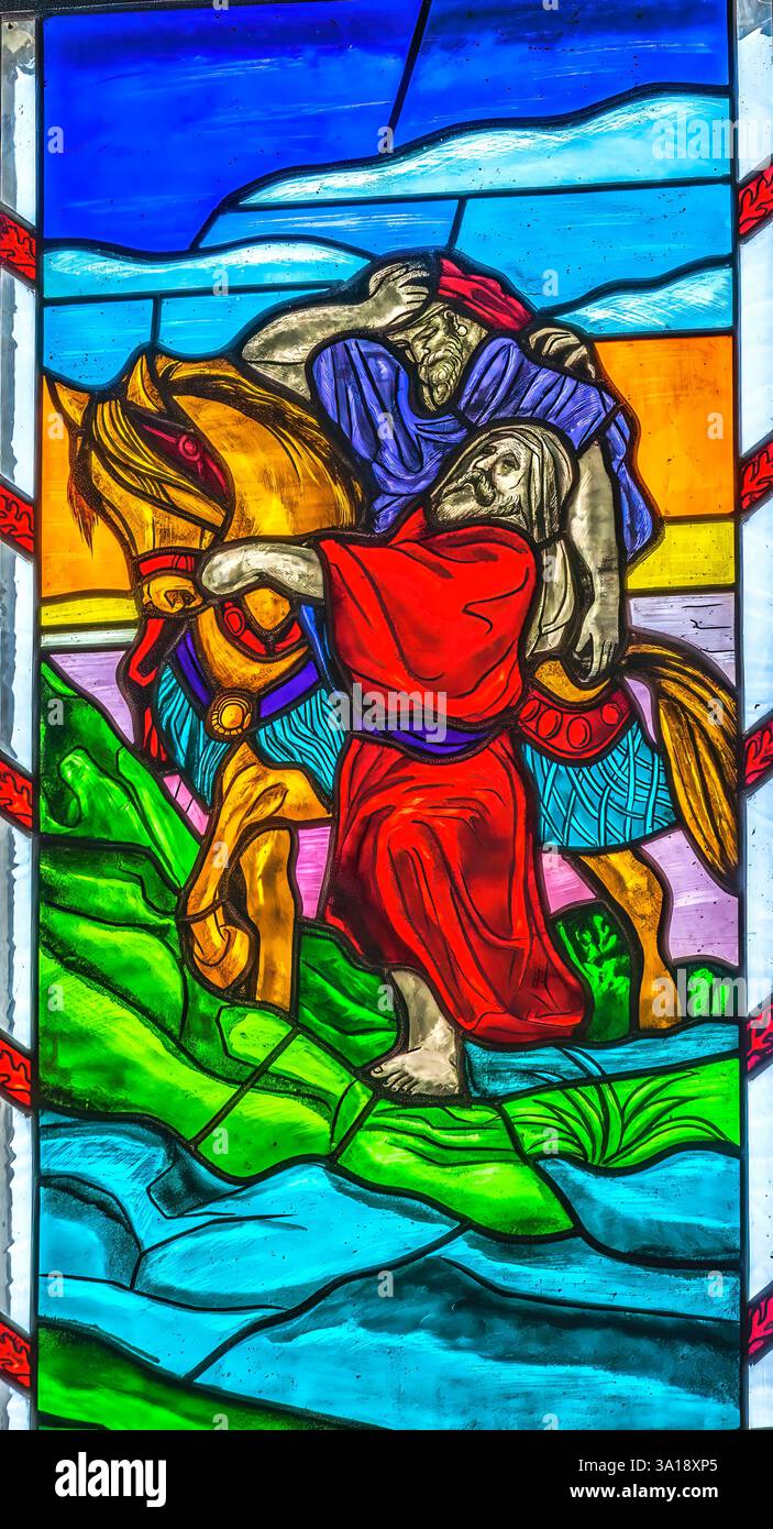 Colorful Jesus Good Samaritan Parable Stained Glass Basilica St Joseph ...