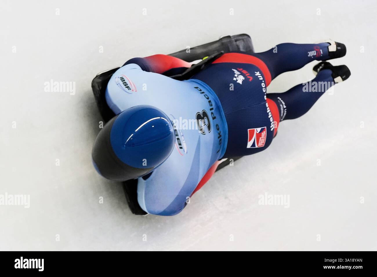 Marcus Wyatt, of Britain, slides during his third run at the skeleton ...