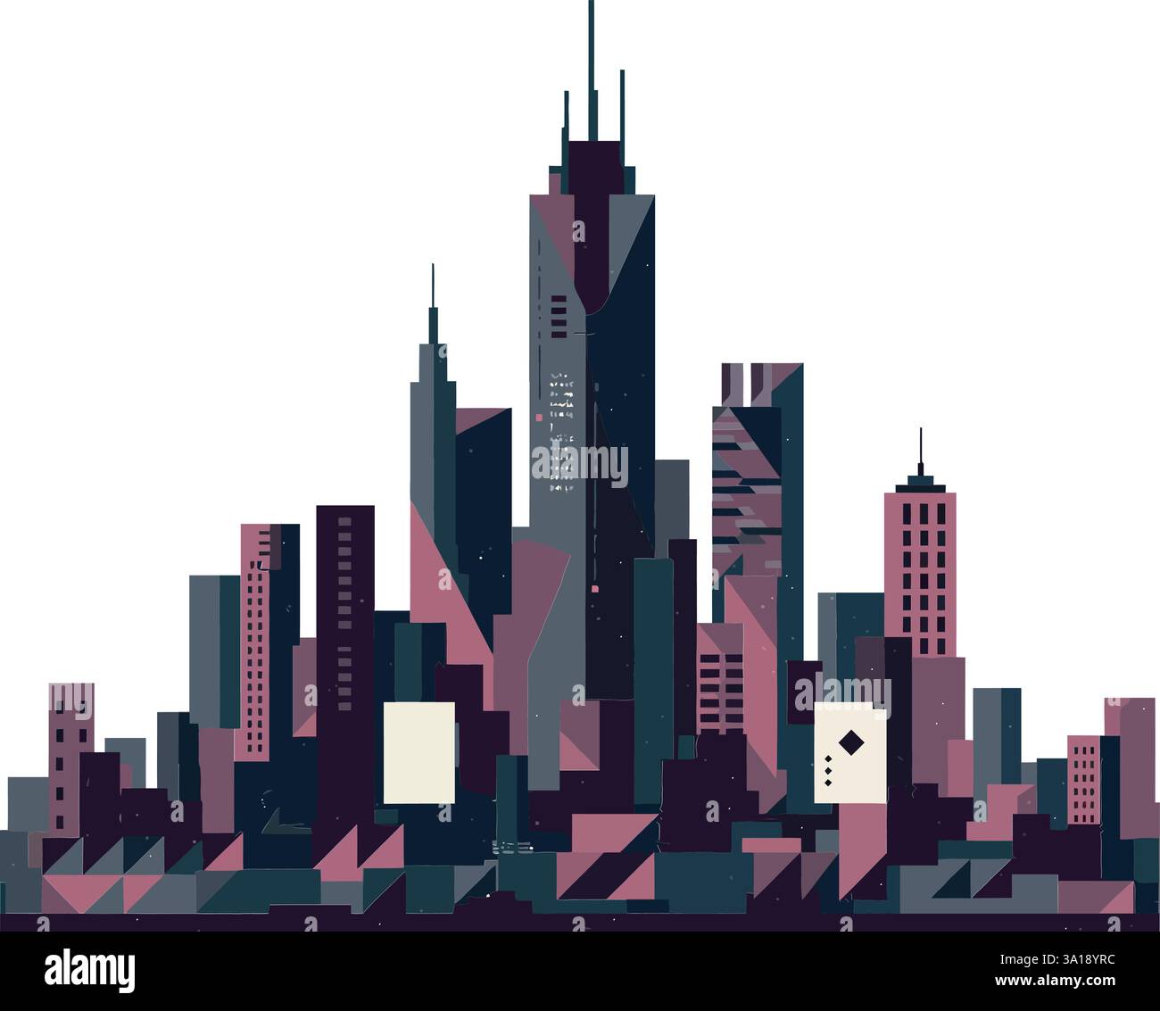 A collection of modern skyscrapers, varying in height and shape ...