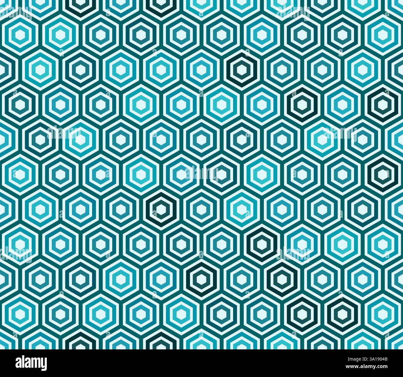 Tileable Hexagon Pattern. Cyan color tones gradients. Plain hexagon frames. Hexagonal shapes ...