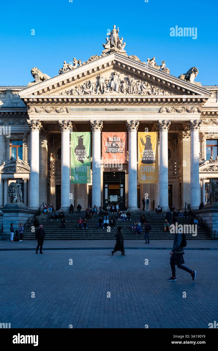 Monument of the old stock exchange La Bourse De Beurs in Brussels old ...
