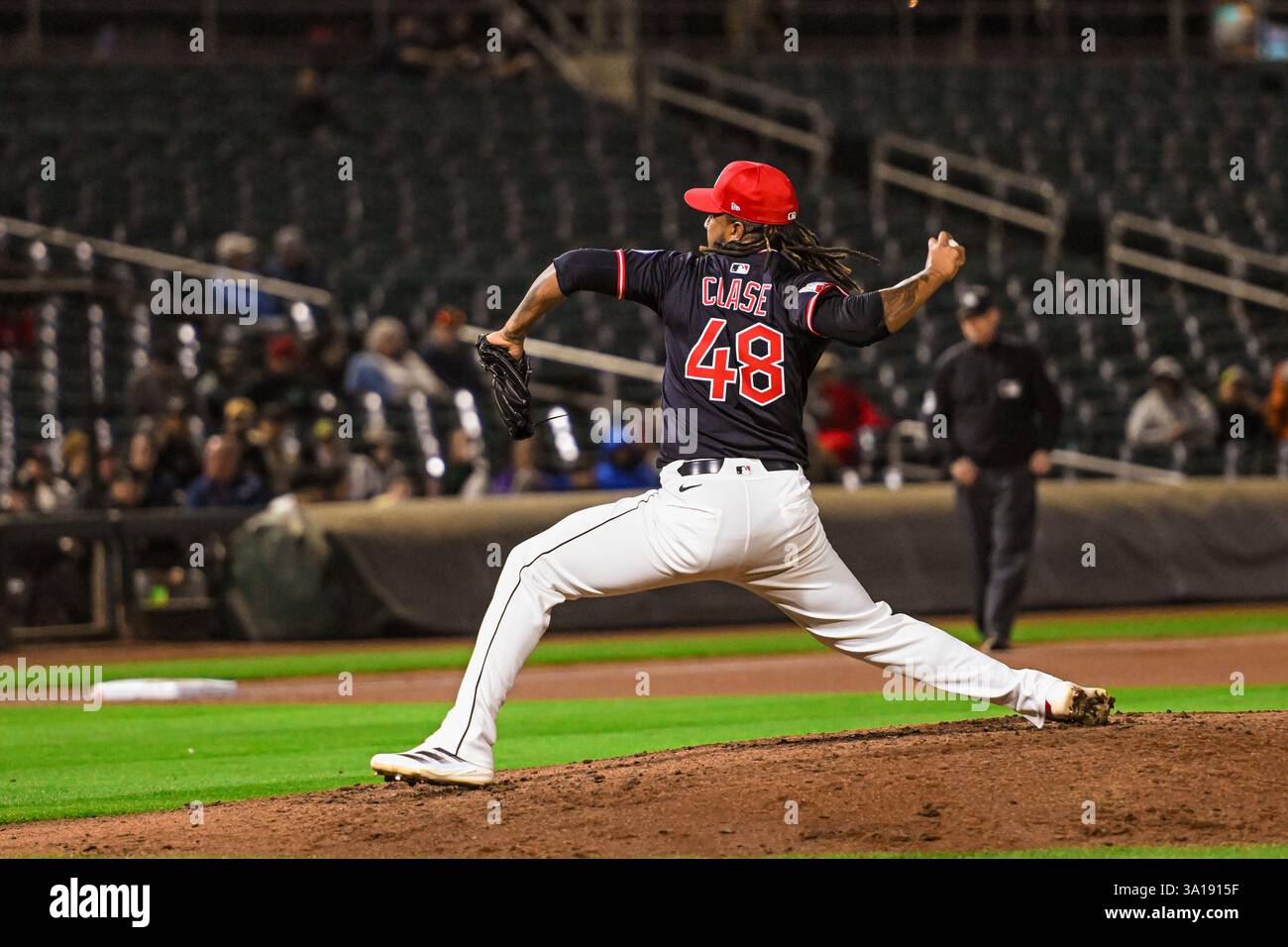 Cleveland Guardians pitcher Emmanuel Clase (48) throws against the ...
