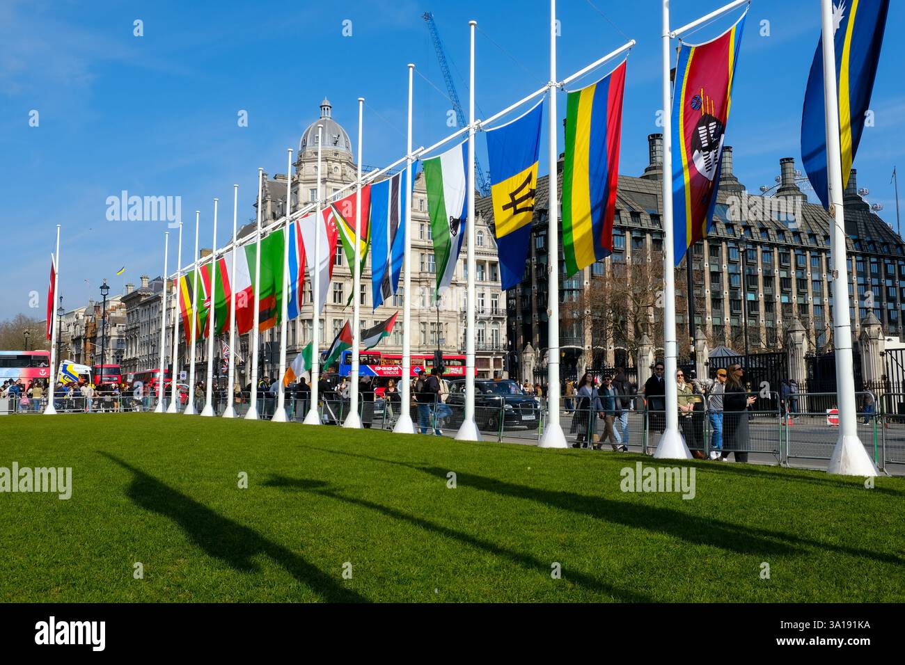 London, UK. 7th March, 2025. The flags of the 56 Commonwealth member ...