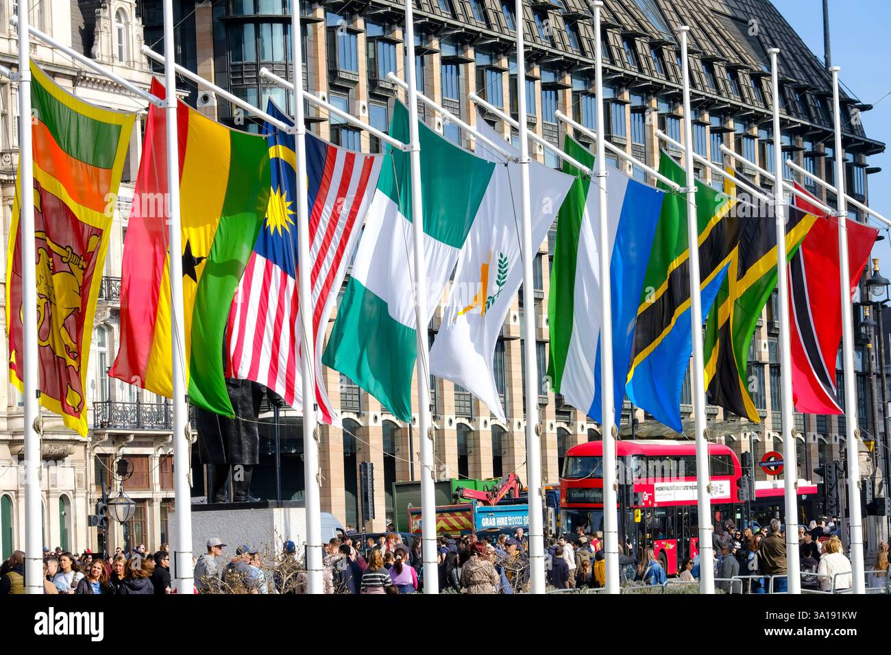 London, UK. 7th March, 2025. The flags of the 56 Commonwealth member ...