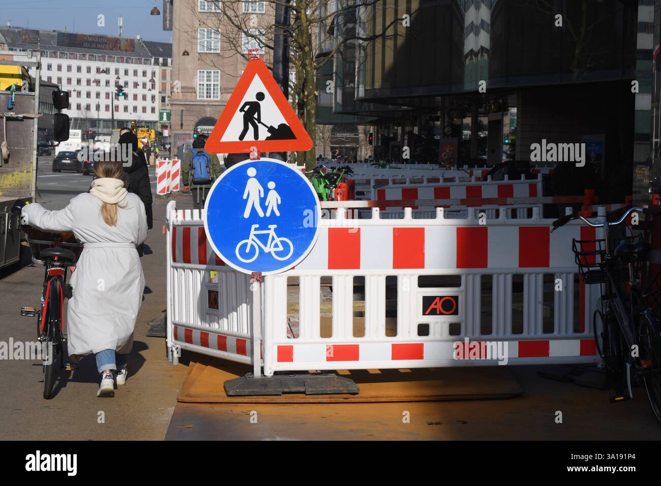Copenhagen/ DenmarK/07 MARCH 2025/.bike and edestrain walker and road ...