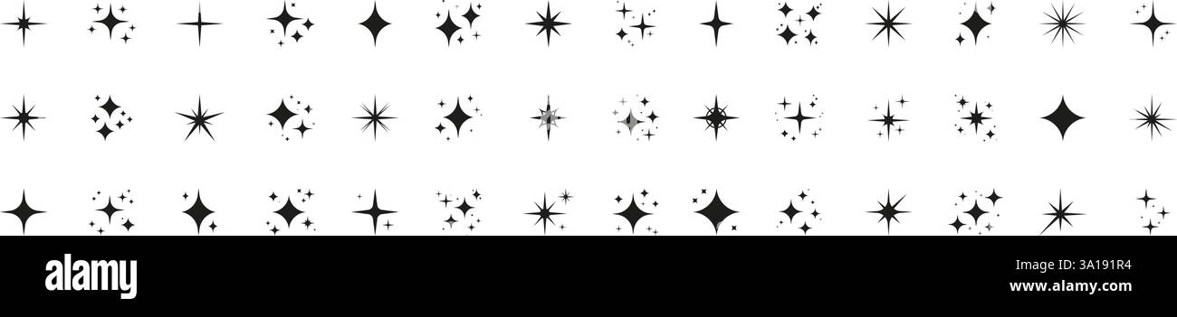 Starburst Shapes Design Elements Solid Icon Set. Decorative Starlight ...