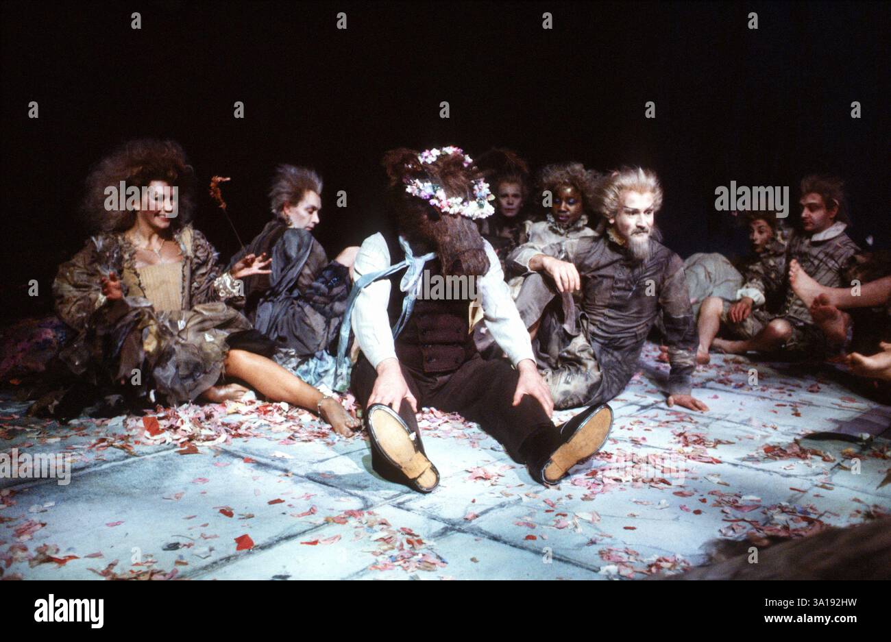 left: Susan Fleetwood (Titania) centre: Derek Newark (Nick Bottom) and ...