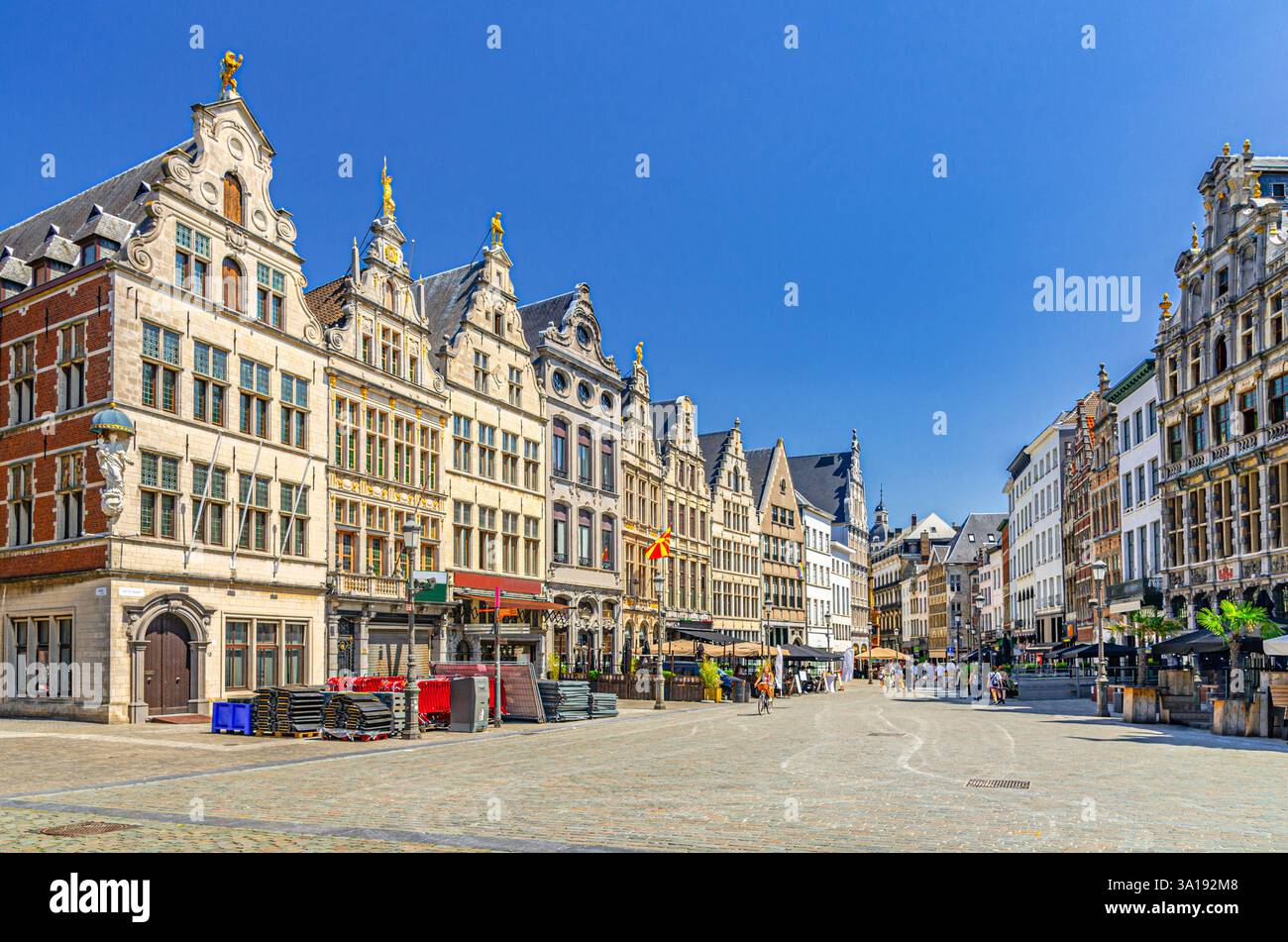Antwerpen old town with typical flemish style houses buildings with ...