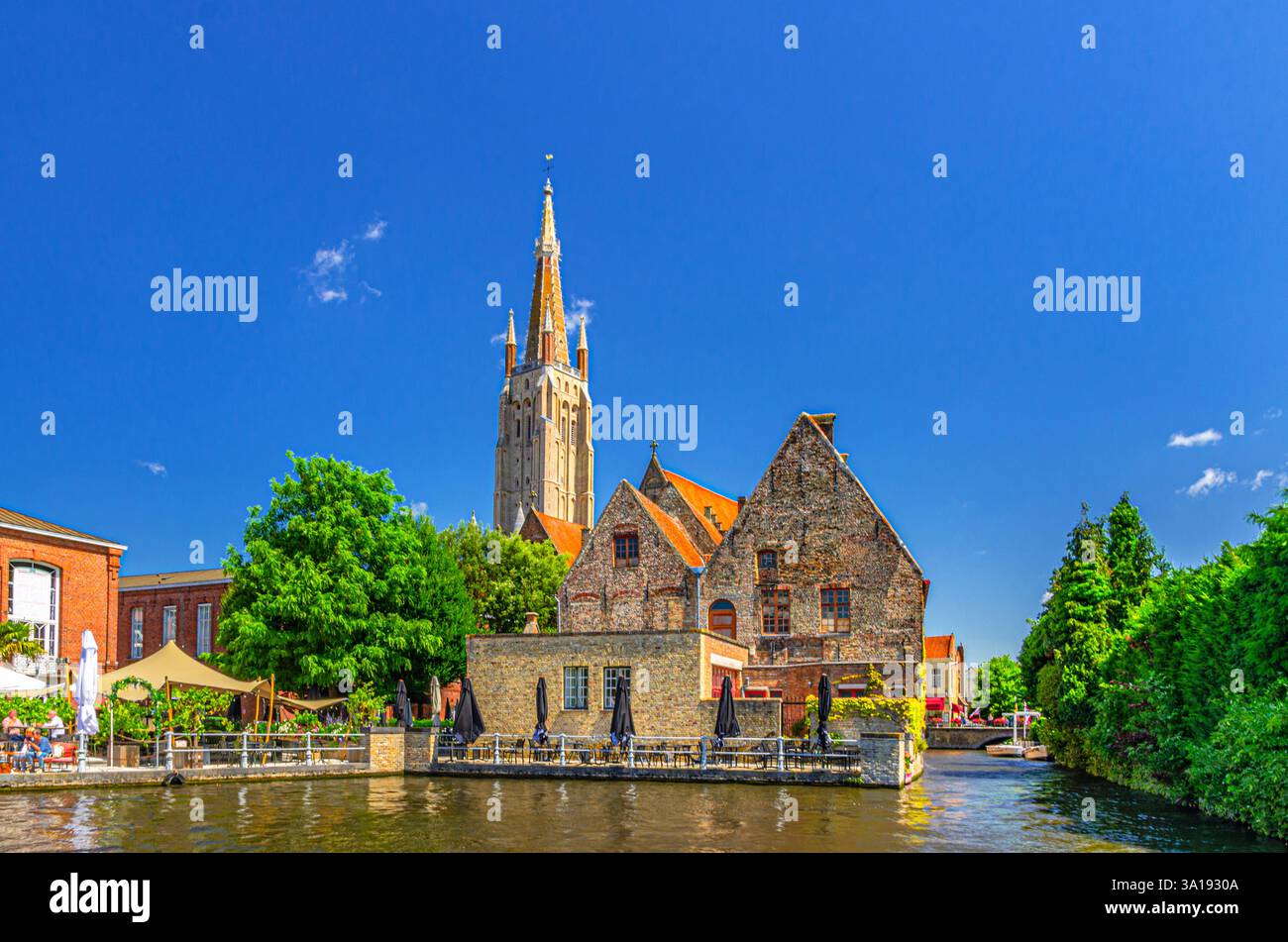 Bakkersrei water canal, Roman Catholic Church of Our Lady Gothic style ...