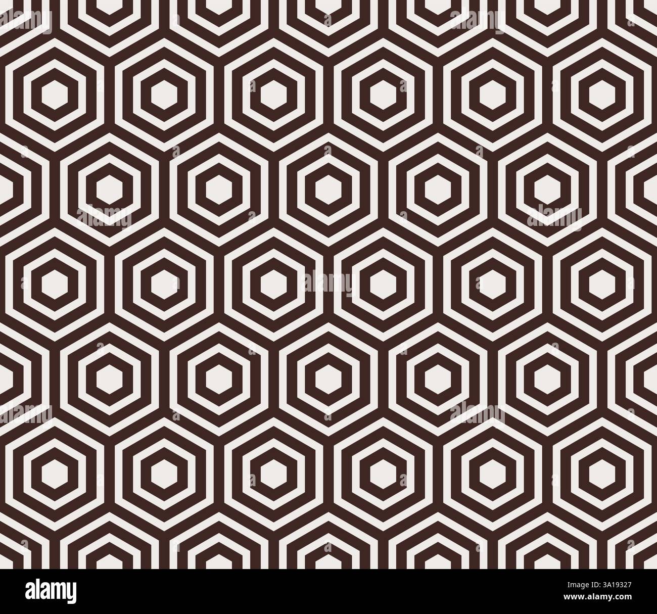 Hexagon vector pattern. Dark brown color on matching background. Plain ...