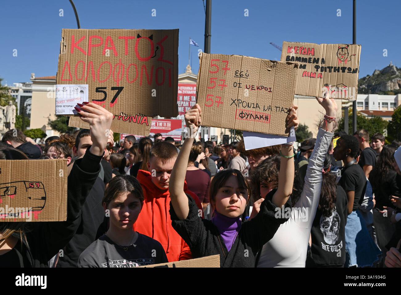 Students demonstrate in central Athens demanding justice for the ...