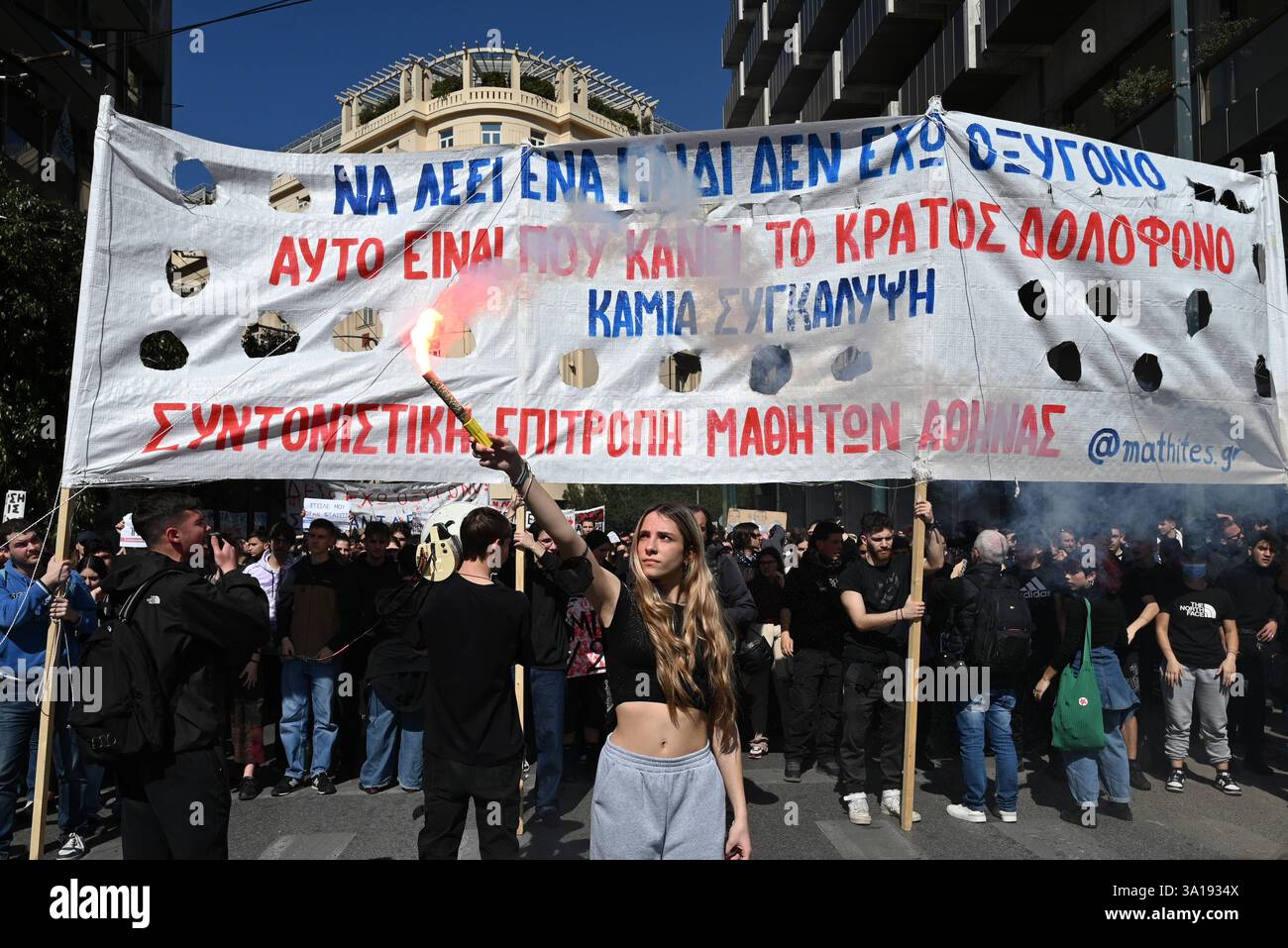 Students demonstrate in central Athens demanding justice for the ...