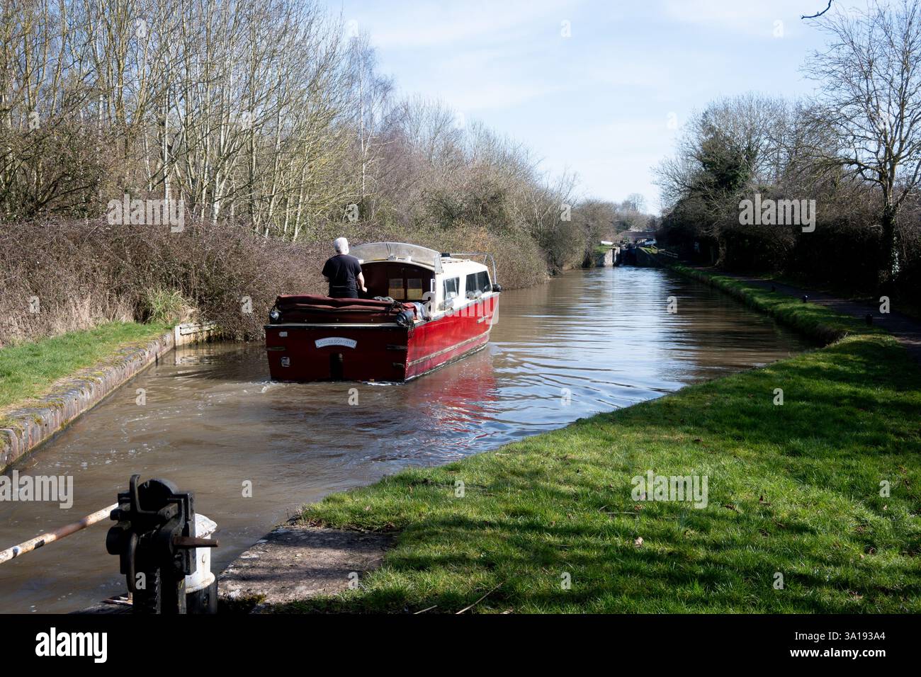 A cabin cruiser at Offerton Locks, Worcester and Birmingham Canal ...