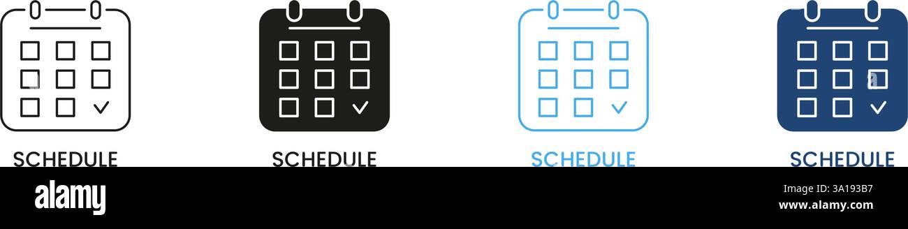 Calendar Line and Silhouette Icon Set. Schedule, Efficient Planning ...