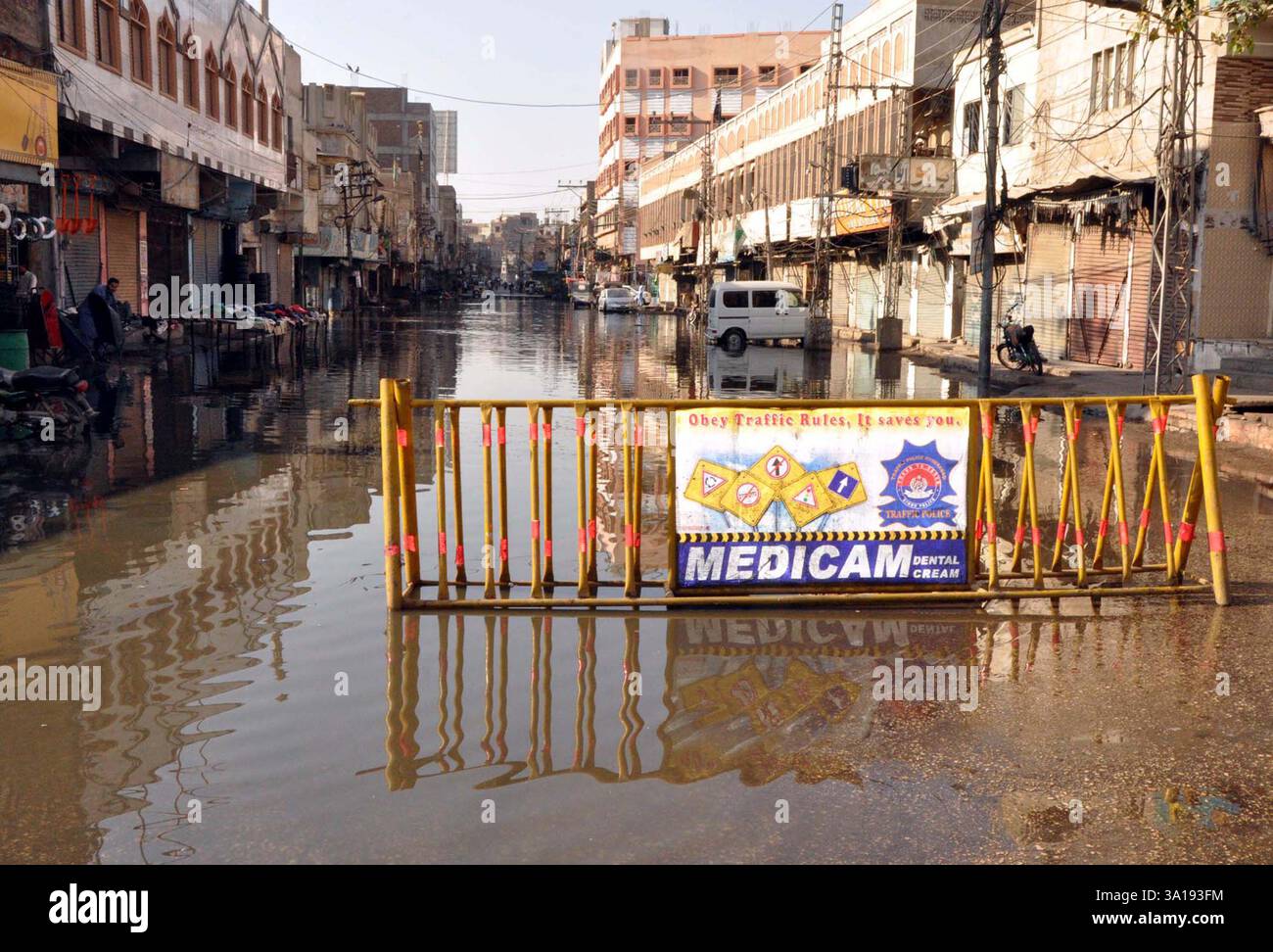 Inundated road by overflowing sewerage water, creating problems for ...