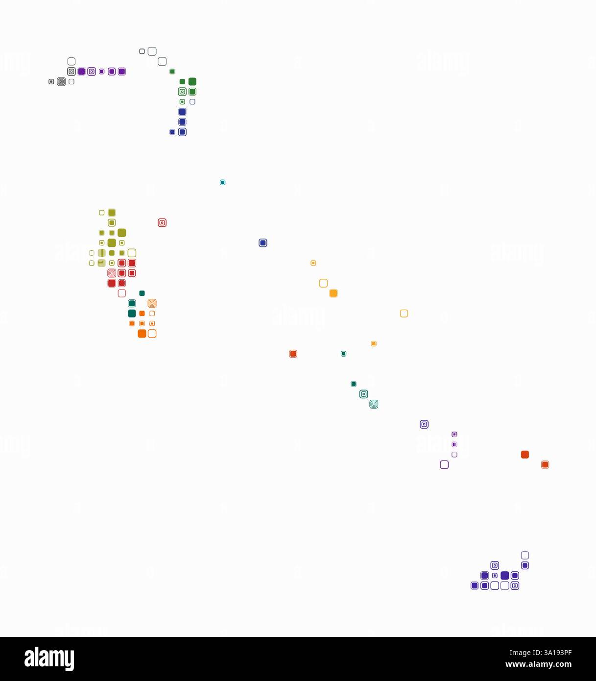 Bahamas, shape of the country built of colored cells. Digital style map ...