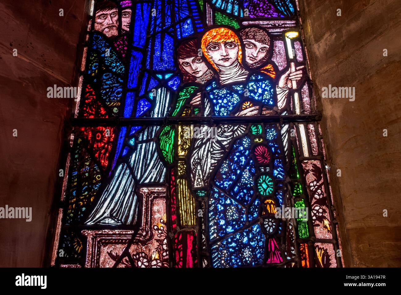 Forest Row, March 4th 2025: The stained glass windows of Harry Clarke at the Ashdown Park Hotel ...