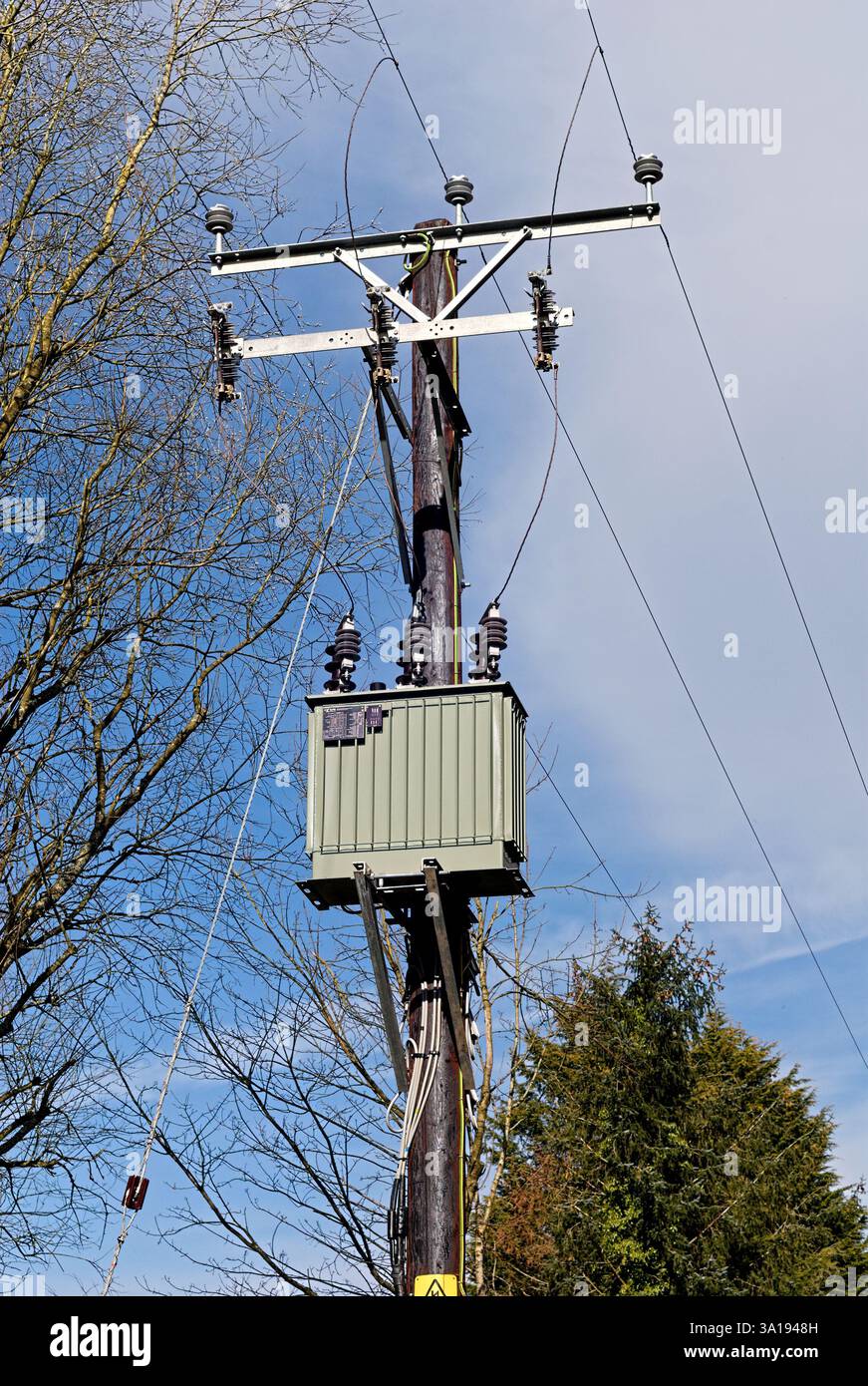 New 11KV 3 phase pole with transformer Stock Photo - Alamy