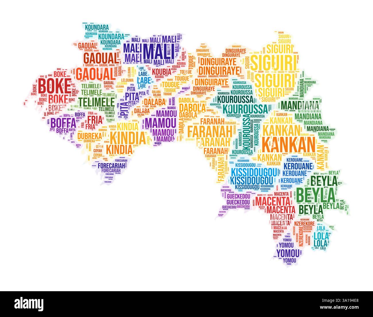 Guinea region word cloud. Country shape design. Guinea colored ...