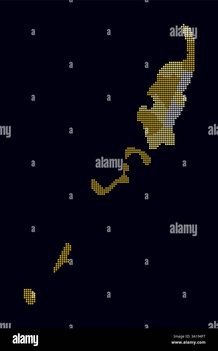 Palau dotted map. Digital style map of the country on dark background. Palau shape with circle ...