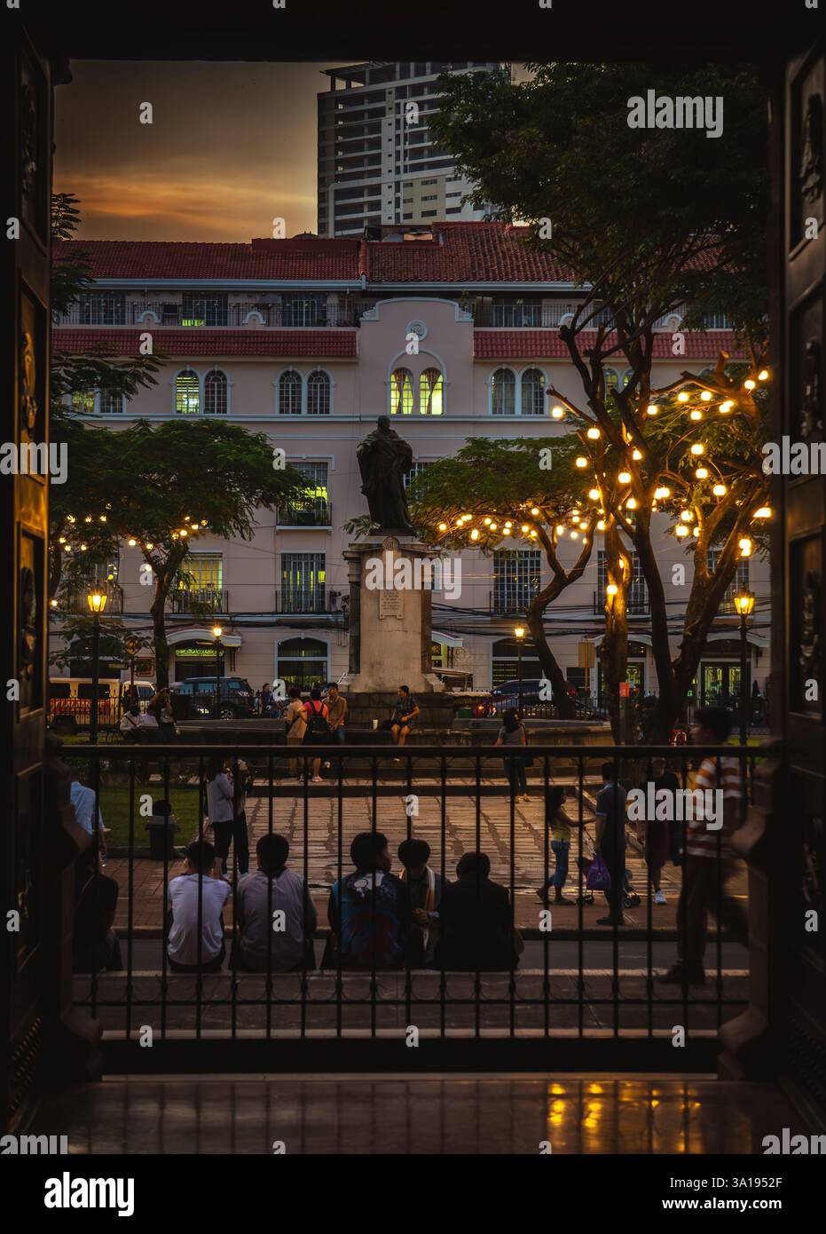 street view from the open window inside the manila cathedral Stock ...