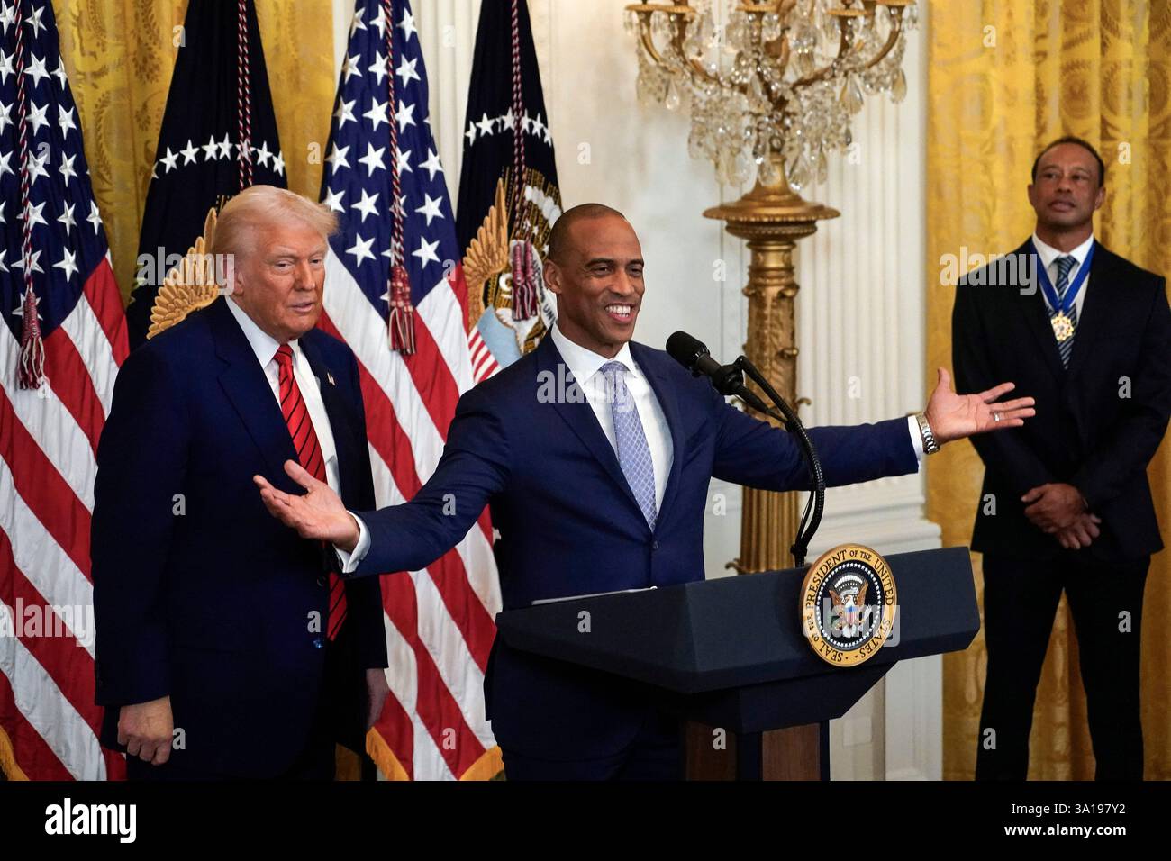 FILE - Housing and Urban Development Secretary Scott Turner speaks as President Donald Trump ...