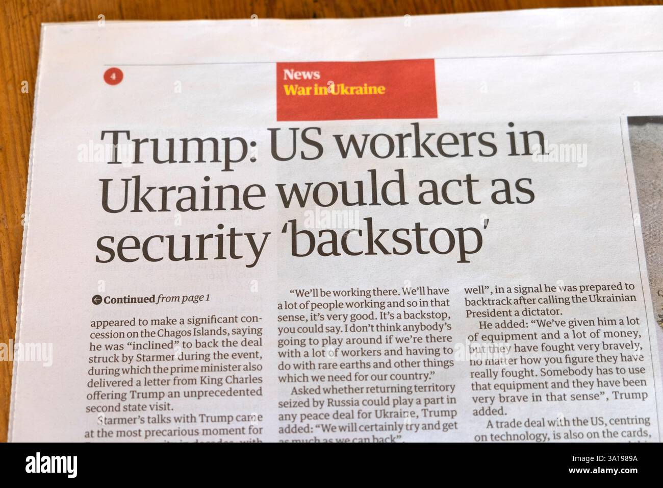 'Trump: US workers in Ukraine would act as security 'backstop' Guardian ...