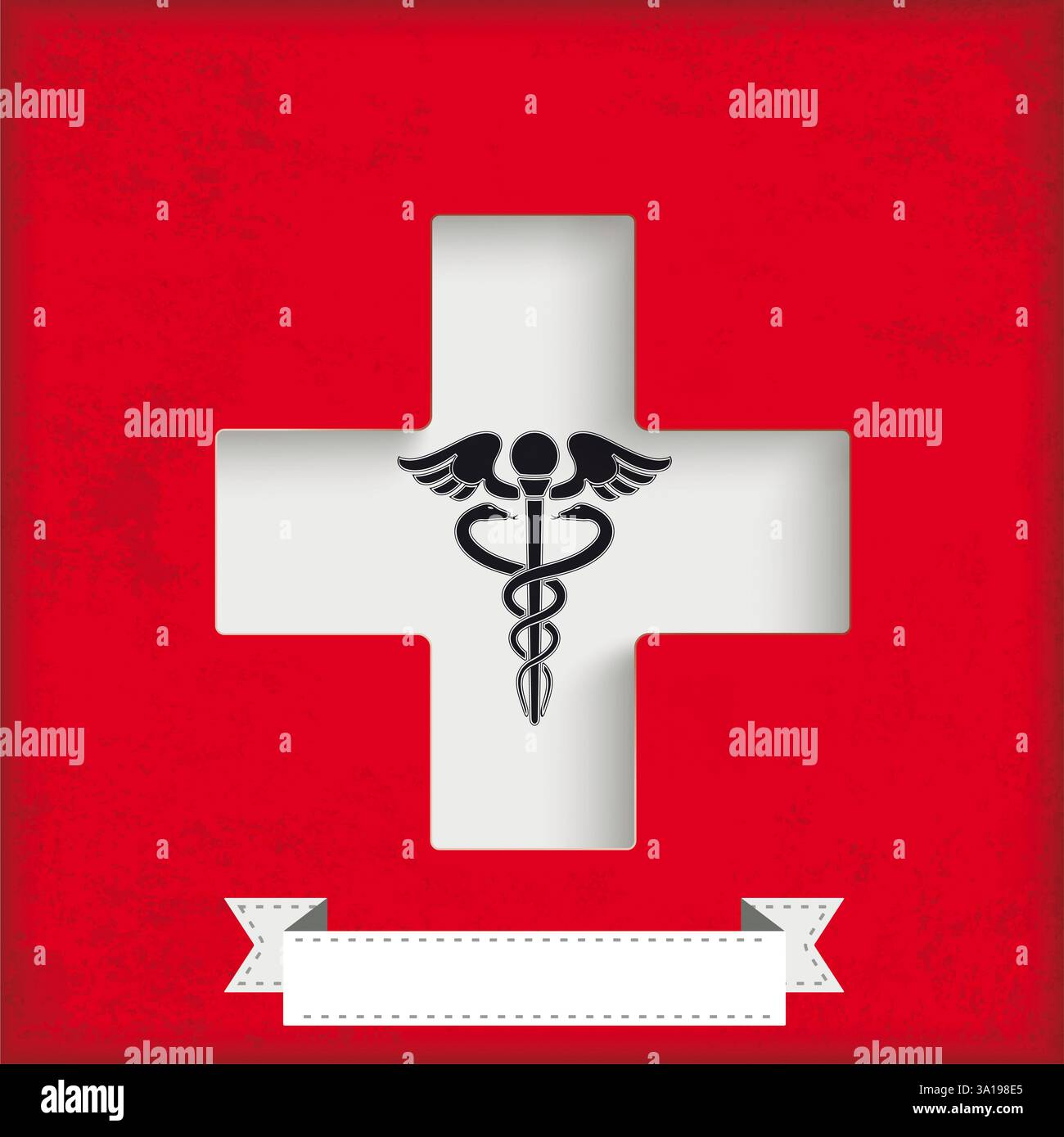 Vintage background design with white medical cross, aesculapian staff ...
