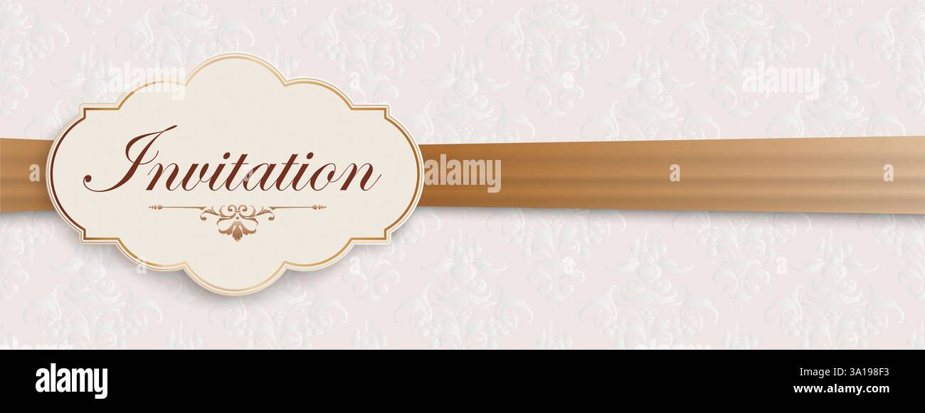 Invitation card with ribbons, emblem and classic ornaments Stock Photo ...