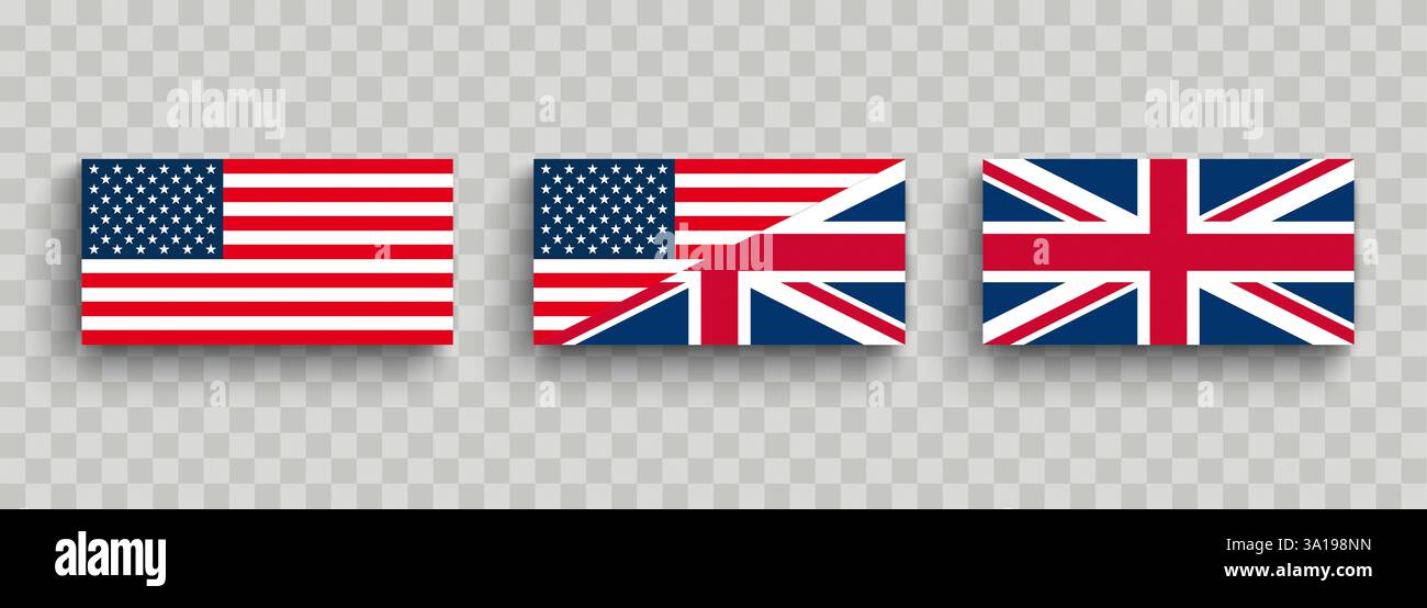Flag of the USA and UK on the checked background Stock Photo - Alamy