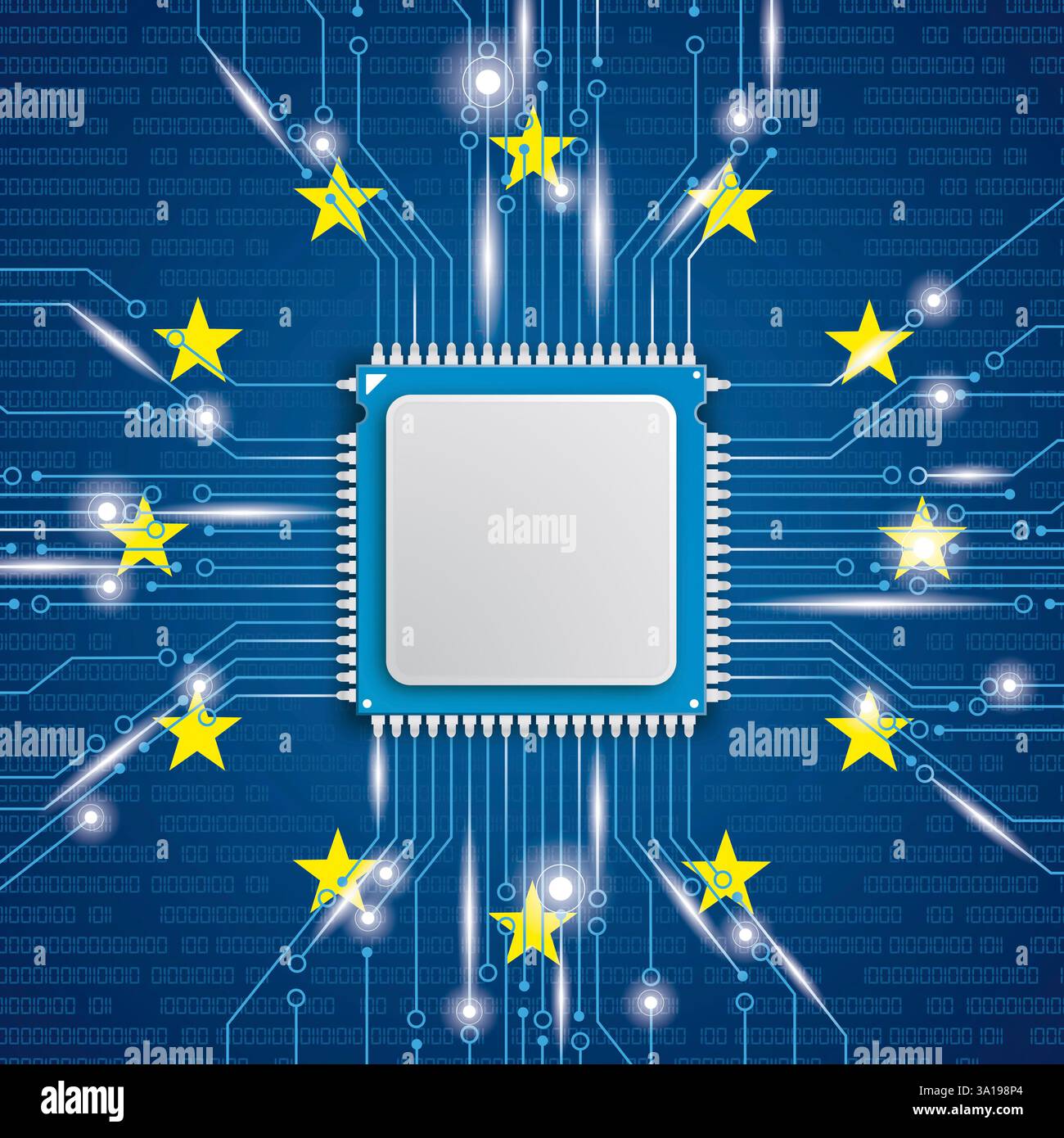 Processor with bits and EU flag Stock Photo - Alamy