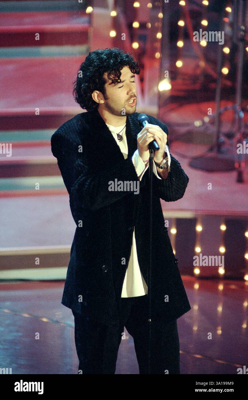 Sanremo Italy 24/02/1996: Paolo Vallesi, Italian singer,during the live ...