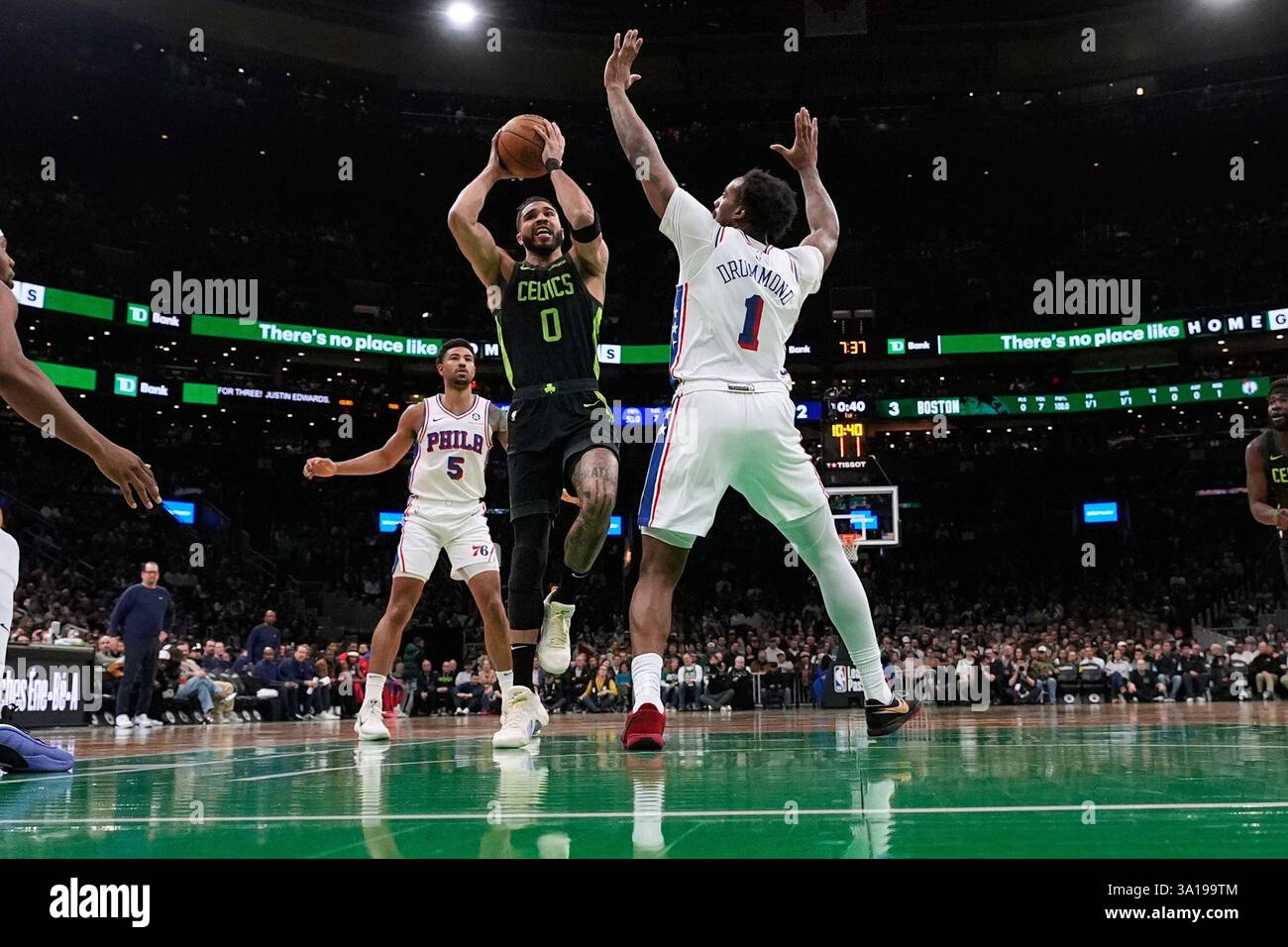 Boston Celtics forward Jayson Tatum (0) during an NBA basketball game ...