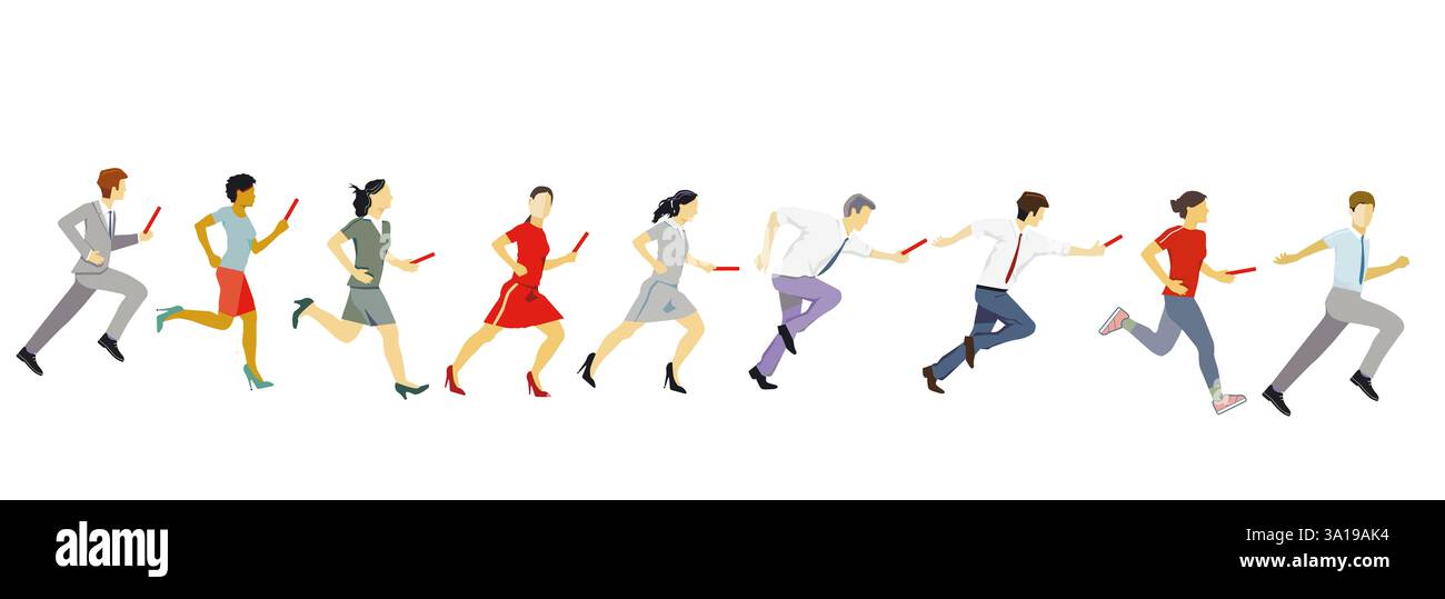 business relay race, illustration Stock Photo - Alamy
