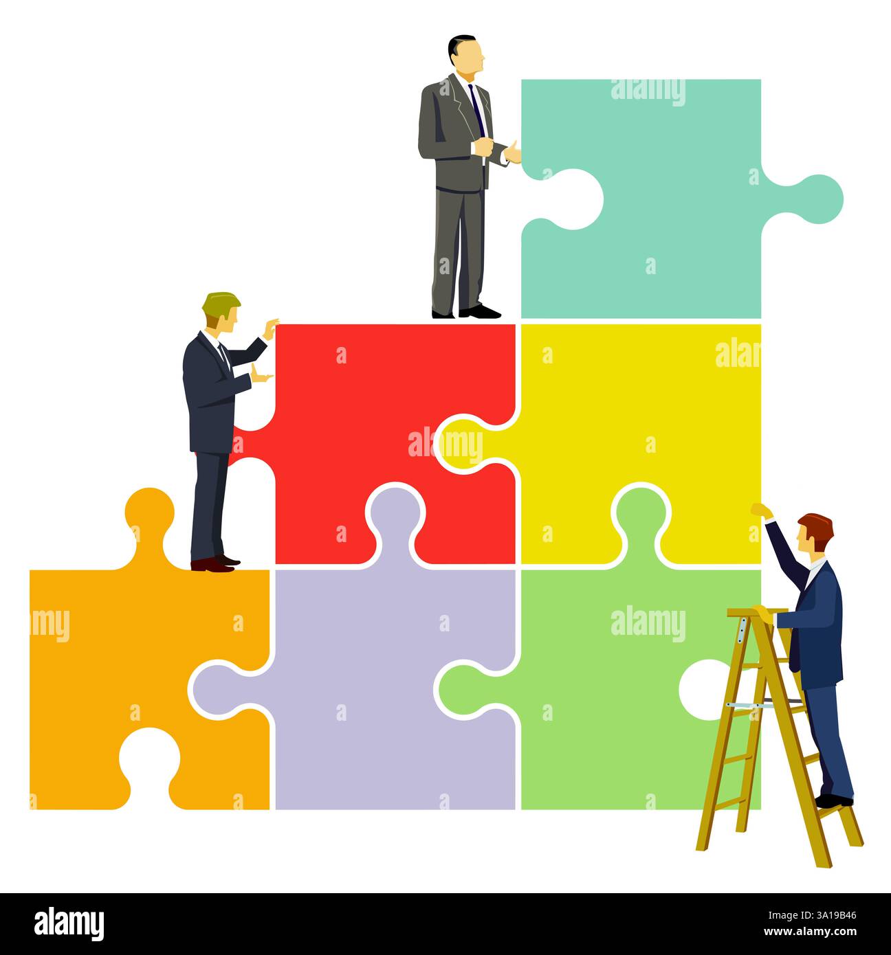 business people rely on each other, isolated, Illustration Stock Photo ...