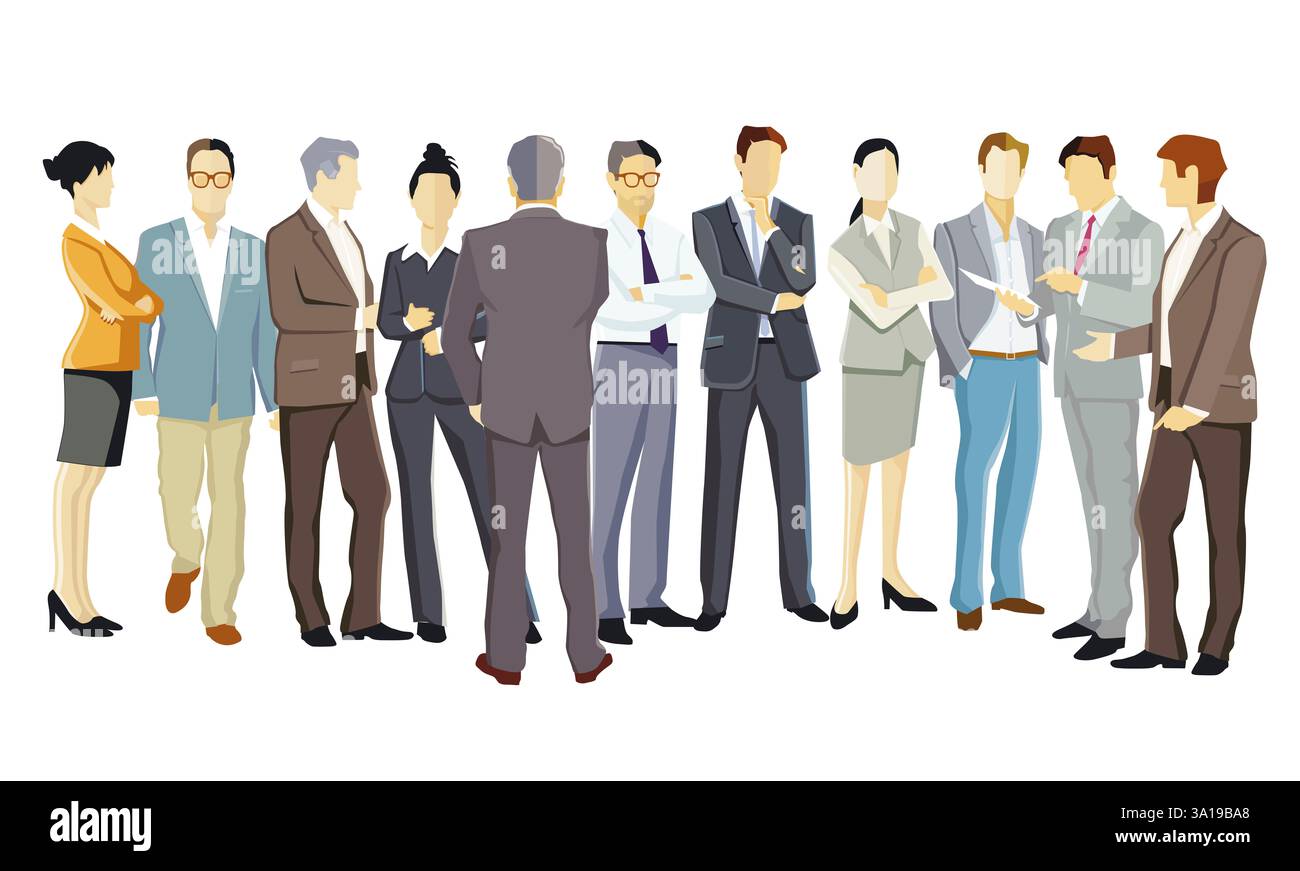 people and employees standing together, illustration Stock Photo - Alamy