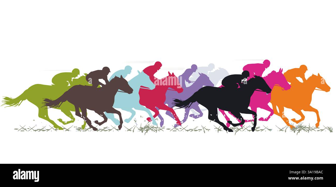 Gallop, horse race, isolated illustration Stock Photo - Alamy