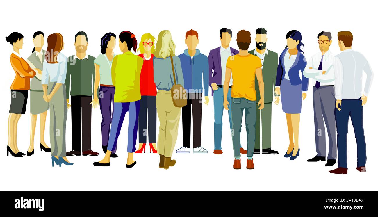group of people together, Illustration Stock Photo - Alamy