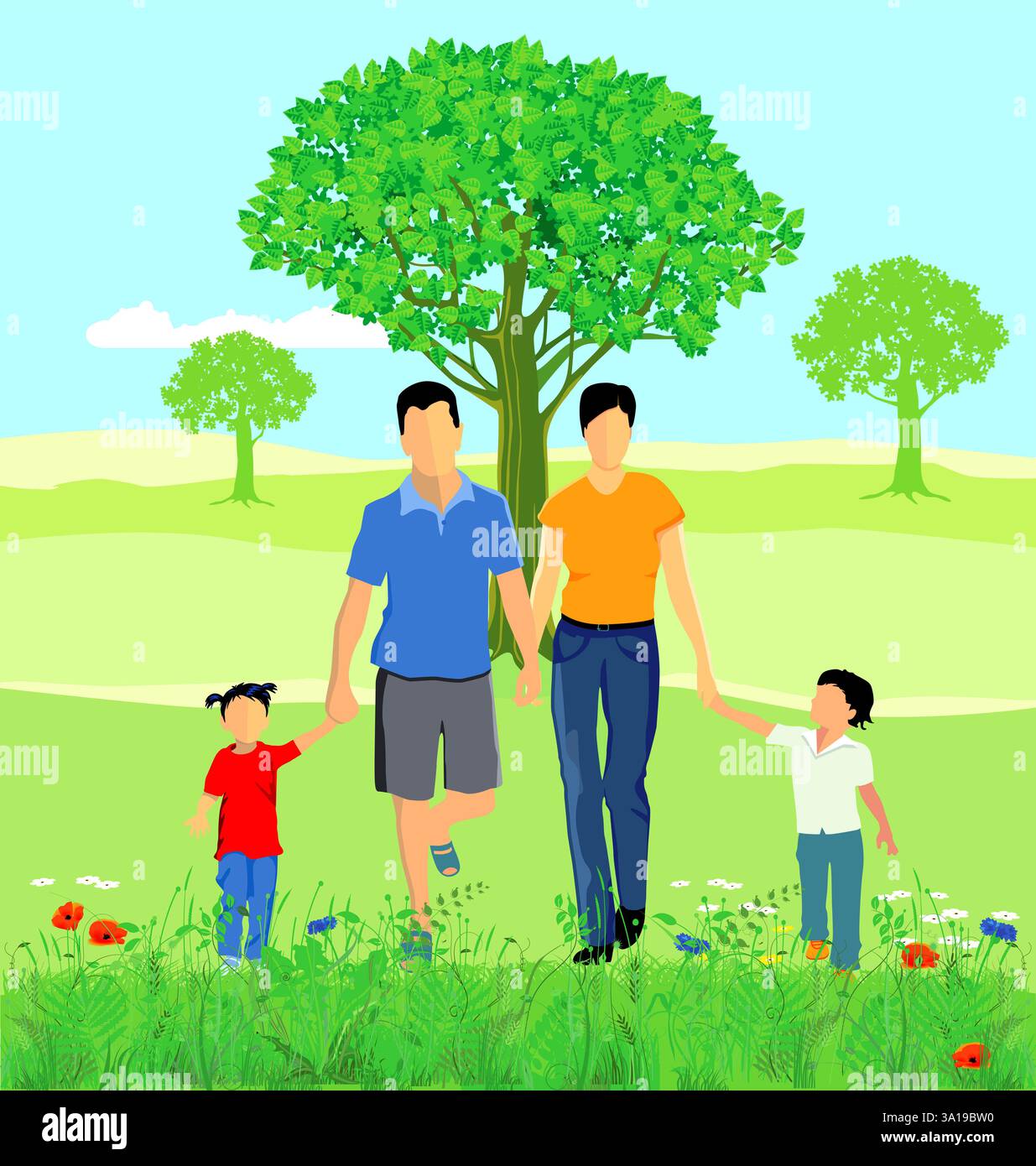 A family in nature Stock Photo - Alamy
