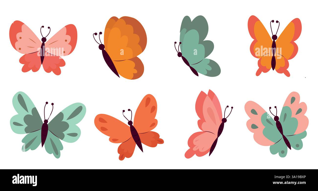 set of butterfly illustrations cute vector butterflies Stock Vector ...