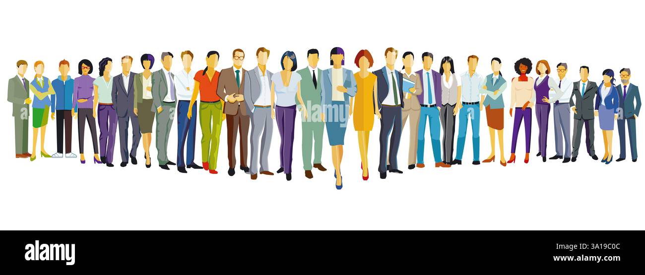 A group of people introduce themselves, isolated on a white background ...