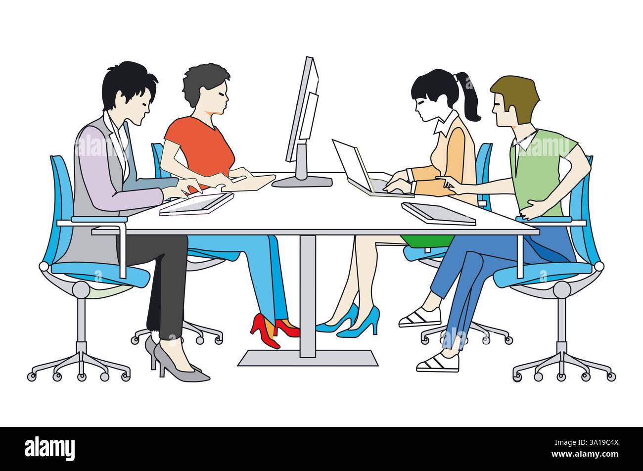 Team company working with computer Cut Out Stock Images & Pictures - Alamy